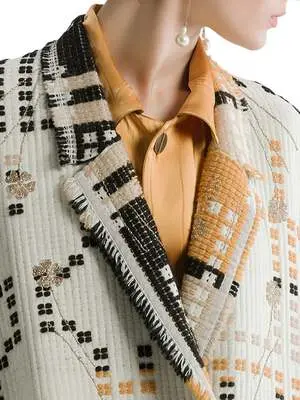 FORTE_FORTE Long Embroidered Jacquard Coat