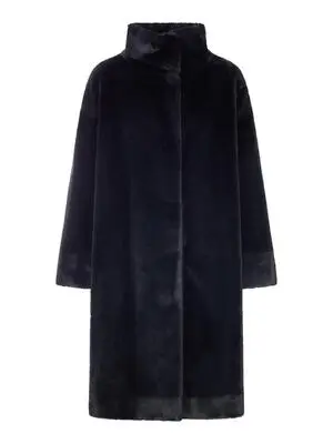 Herno Long Faux Fur Coat - Black