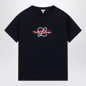 Loewe Logo Embroidered Cotton T-shirt - Blue