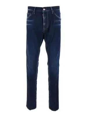 Dsquared2 Cool Guy' Blue Jeans With Logo Patch On The Rear And Ripped Details In Denim - Multicolor