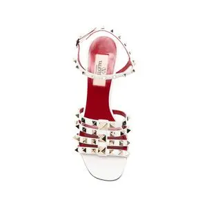 Valentino Garavani Rockstud Leather Stiletto Sandals - White