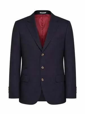 Brunello Cucinelli Blue Virgin Wool Flannel Deconstructed Blazer - Multicolor