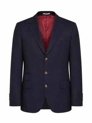 Brunello Cucinelli Blue Virgin Wool Flannel Deconstructed Blazer - Multicolor