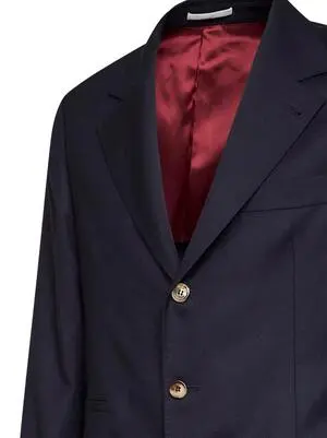 Brunello Cucinelli Blue Virgin Wool Flannel Deconstructed Blazer - Multicolor