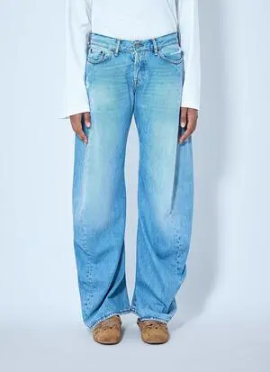 Acne Studios Distressed Wide Leg Jeans - Blue