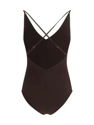 Brunello Cucinelli Shimmering Striped One-piece Swimsuit - Brown