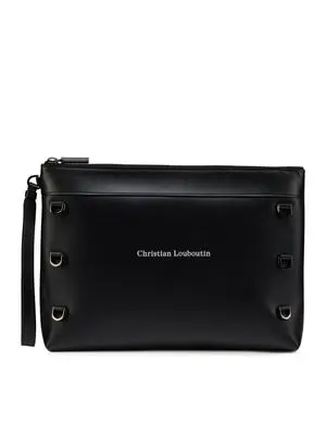 CHRISTIAN LOUBOUTIN Kosmica Smooth Calfskin Clutch - Black