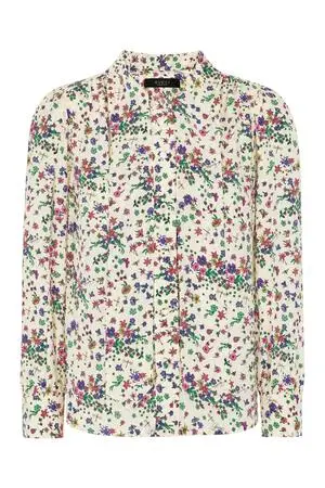 Gucci Floral Print Silk Long Sleeve Blouse - Multicolor