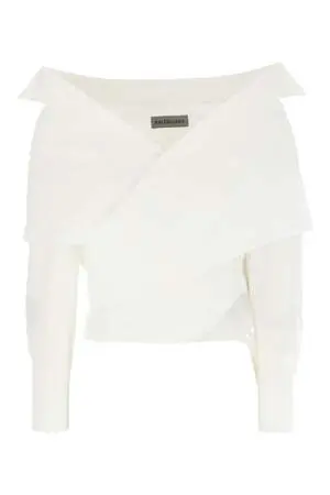 Balenciaga Off-the-shoulder Long Sleeve Shirt - Multicolor