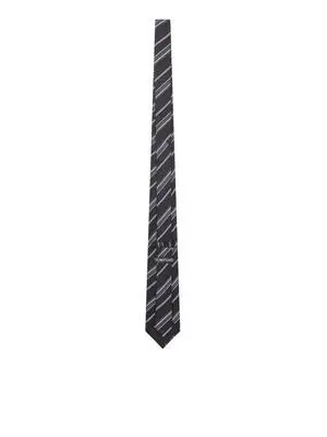 TOM FORD Silk Tie With Diagonal Stripes - Black