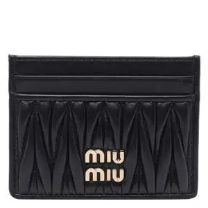 Miu Miu Logo Matelasse' Cards Holder - Black