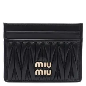 Miu Miu Logo Matelasse' Cards Holder - Black
