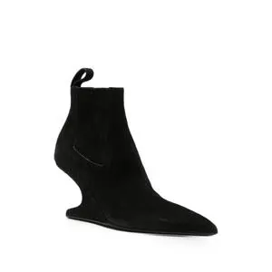 Rick Owens Suede Sculptural Wedge Boots - Black