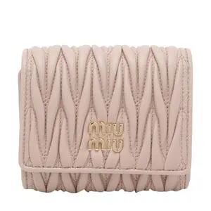 Miu Miu Logo Matelasse' Wallet - Pink