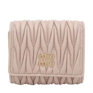 Miu Miu Logo Matelasse' Wallet - Pink