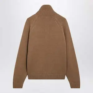 TOM FORD Caramel Half-zip Wool And Cashmere Knit Sweater