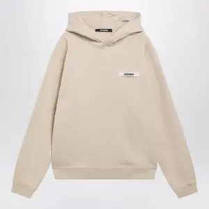 Jacquemus JACQUEMUS Cotton Fleece Hoodie With Grosgrain Logo Cream