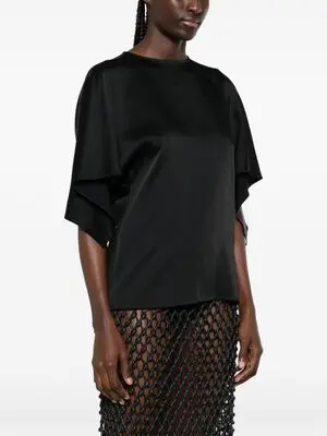 Stella McCartney Satin Silk Cape Sleeve Top - Multicolor