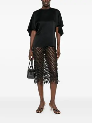 Stella McCartney Satin Silk Cape Sleeve Top - Multicolor