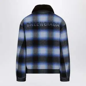 Balenciaga Plaid Wool Flannel Bomber Jacket In /black