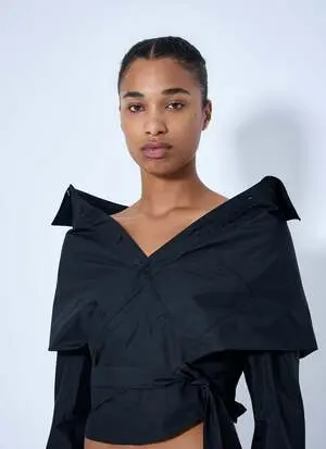 Balenciaga Off-shoulder Wrap Shirt
