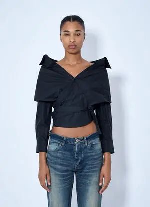 Balenciaga Off-shoulder Wrap Shirt - Black