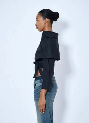 Balenciaga Off-shoulder Wrap Shirt - Black