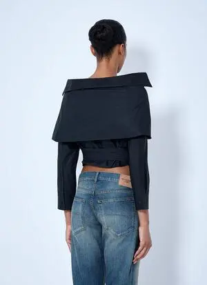 Balenciaga Off-shoulder Wrap Shirt - Black