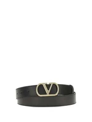 Valentino Garavani Vlogo Signature Leather Belt - Black