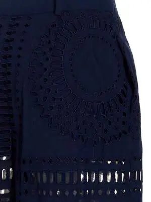 Alberta Ferretti Embroidered Cotton Pants