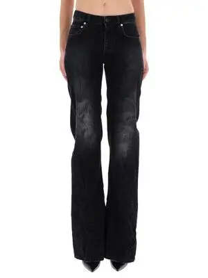 Balenciaga Wide Leg Denim Trousers - Black