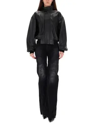Balenciaga Wide Leg Denim Trousers - Black