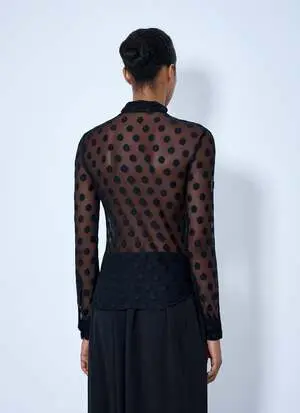 Dries Van Noten Polka-dot Cotton-blend Tulle Shirt - Black