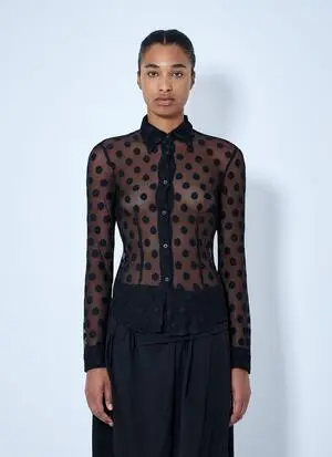 Dries Van Noten Polka-dot Cotton-blend Tulle Shirt - Black
