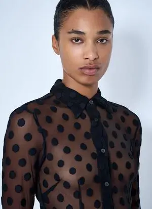 Dries Van Noten Polka-dot Cotton-blend Tulle Shirt - Black