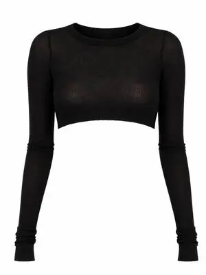 Rick Owens Long-sleeved Crop Top - Black