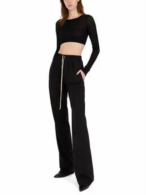 Rick Owens Long-sleeved Crop Top - Black