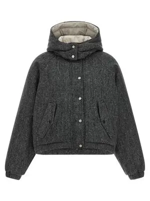 Brunello Cucinelli Shiny Zipper Pull' Down Jacket - Gray