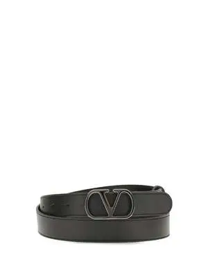 Valentino Garavani Vlogo Signature Leather Belt - Black