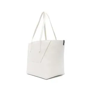 Brunello Cucinelli Grained Leather Tote Bag - Cream