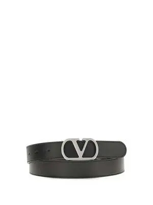 Valentino Garavani Vlogo Signature Leather Belt - Black