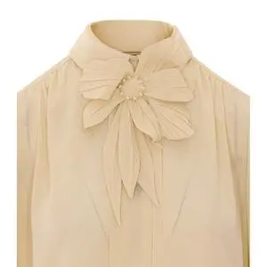 Valentino Garavani Embroidered Crepe De Chine Shirt - Yellow