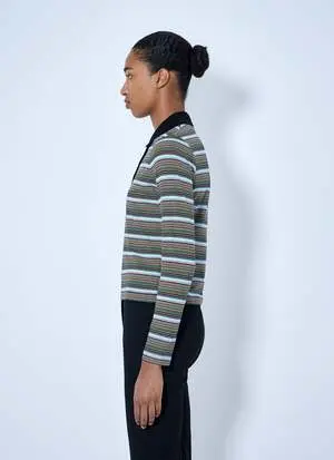 Marni Striped Long Sleeve Polo Shirt - Blue