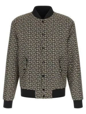 Balmain Monogram' Reversible Bomber Jacket - Black
