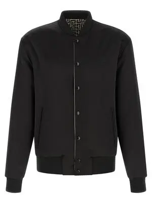 Balmain Monogram' Reversible Bomber Jacket - Black
