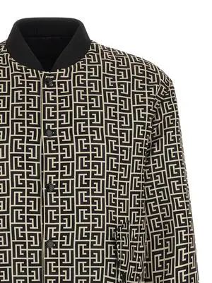 Balmain Monogram' Reversible Bomber Jacket - Black
