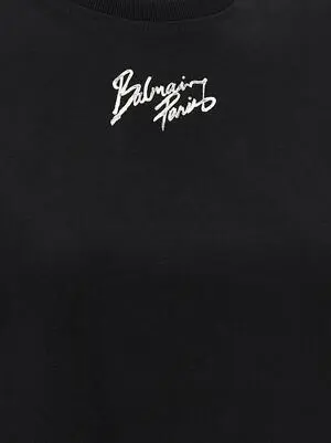 Balmain Cropped Cotton Crewneck T-shirt - Black