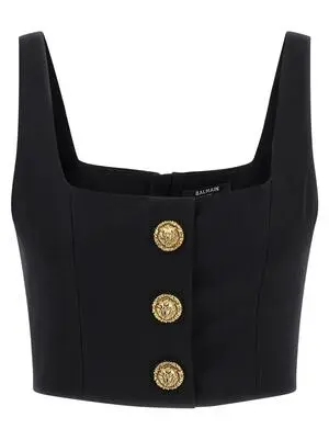 Balmain Button Top - Black