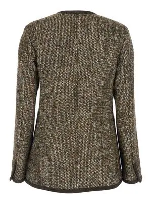 GOLDEN GOOSE Wool Blend Crew Neck Jacket - Multicolor