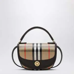 Burberry Highlands Mini Bag In Cotton And Linen Sand - Cream